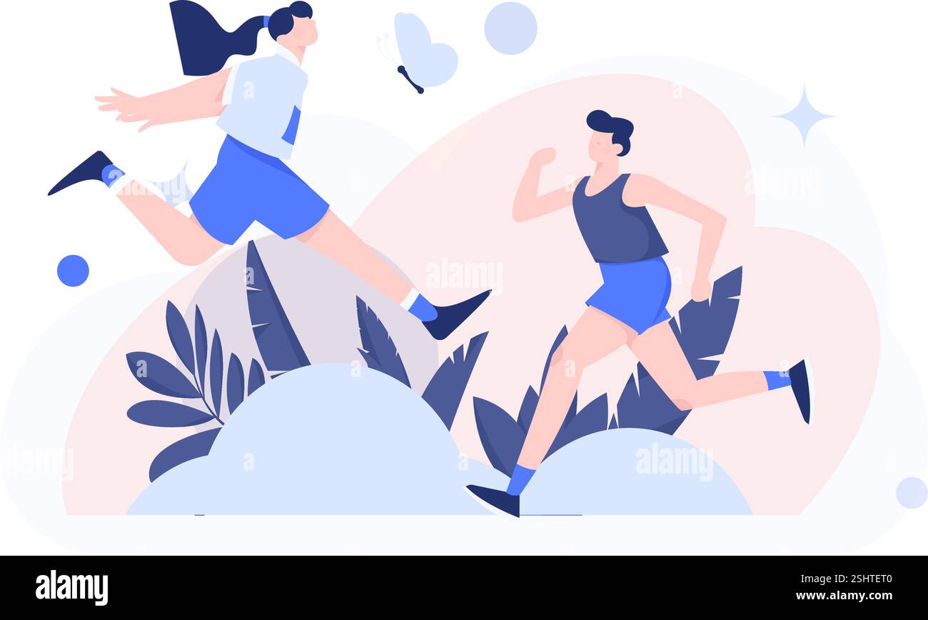 People exercising healthy running vector internet operation ...