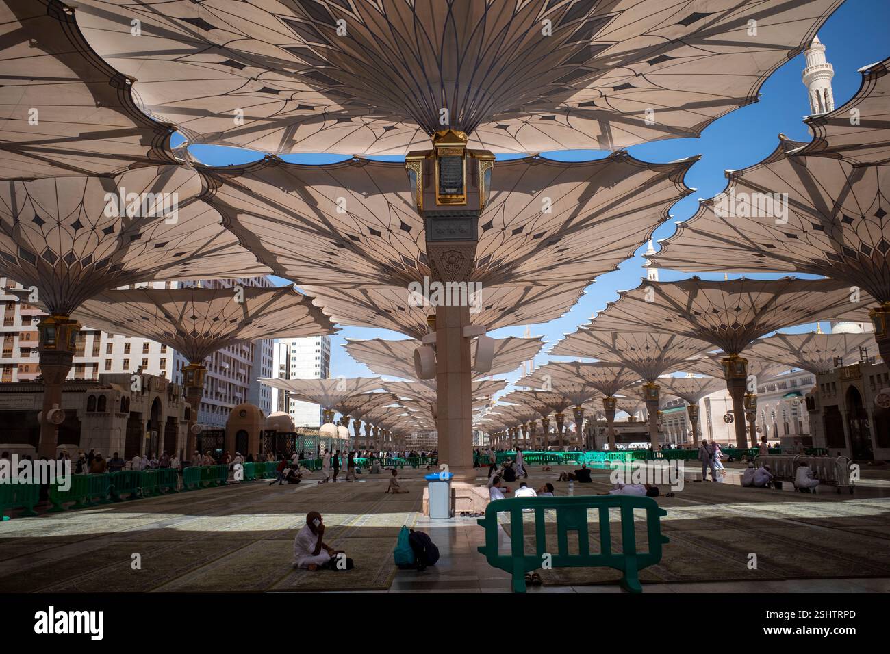 Medina, Saudi Arabia - June 29, 2024: Hajj and Umrah pilgrims under the ...