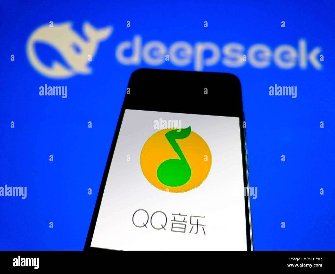 SUQIAN, CHINA - FEBRUAREY 11, 2025 - An illustration photo shows the QQ ...