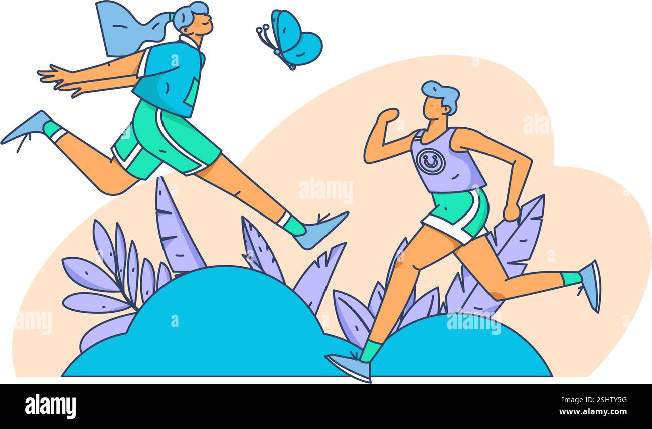 People exercising healthy running vector internet operation ...