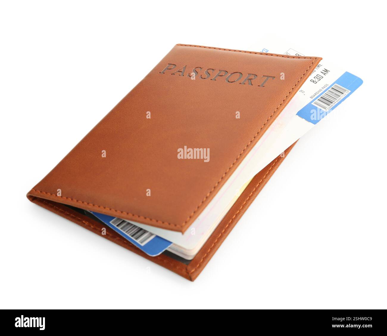 Plane ticket on white Cut Out Stock Images & Pictures - Alamy