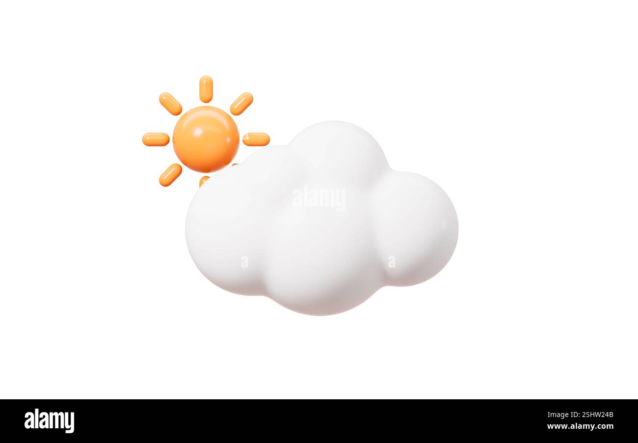 Cartoon weather forecast, sunny, cloudy, clear to overcast, 3d ...