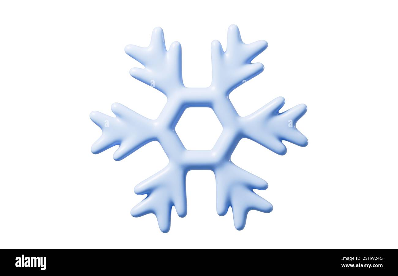 Cartoon snowflake isolated model, 3d rendering. 3d illustration Stock ...