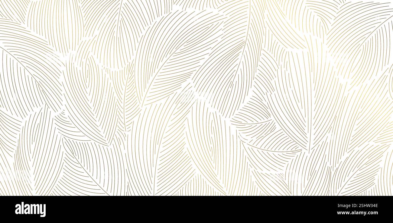 Vector golden leaves art deco pattern, flower line luxury motif, fancy ...