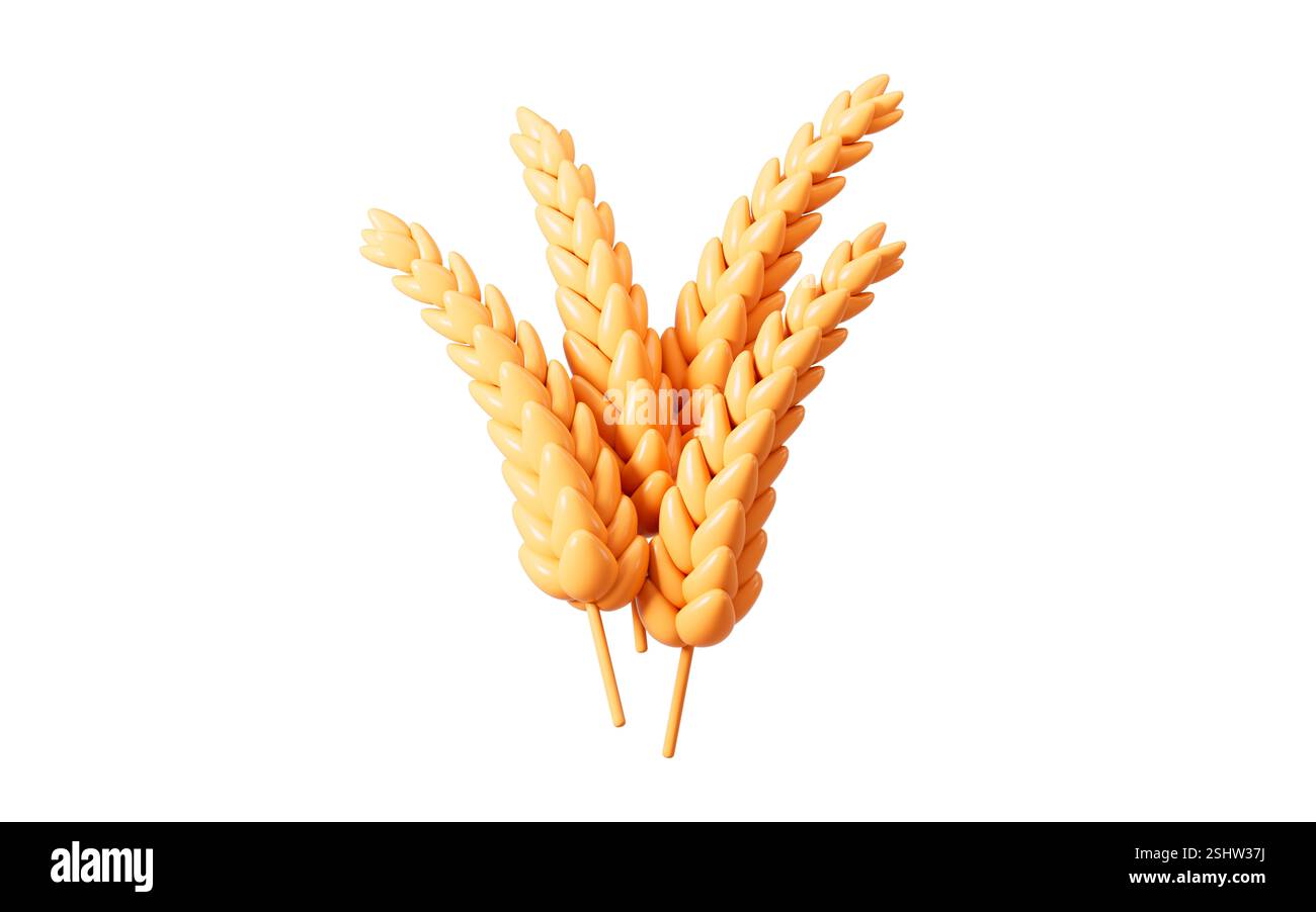 Golden wheat isolated in the white background, 3d rendering. 3d ...