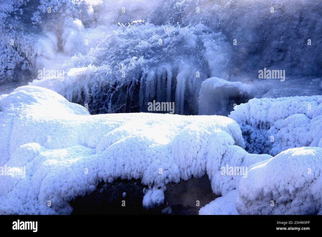 Icefall scenery of Songhua River in Harbin City, northeast China's ...