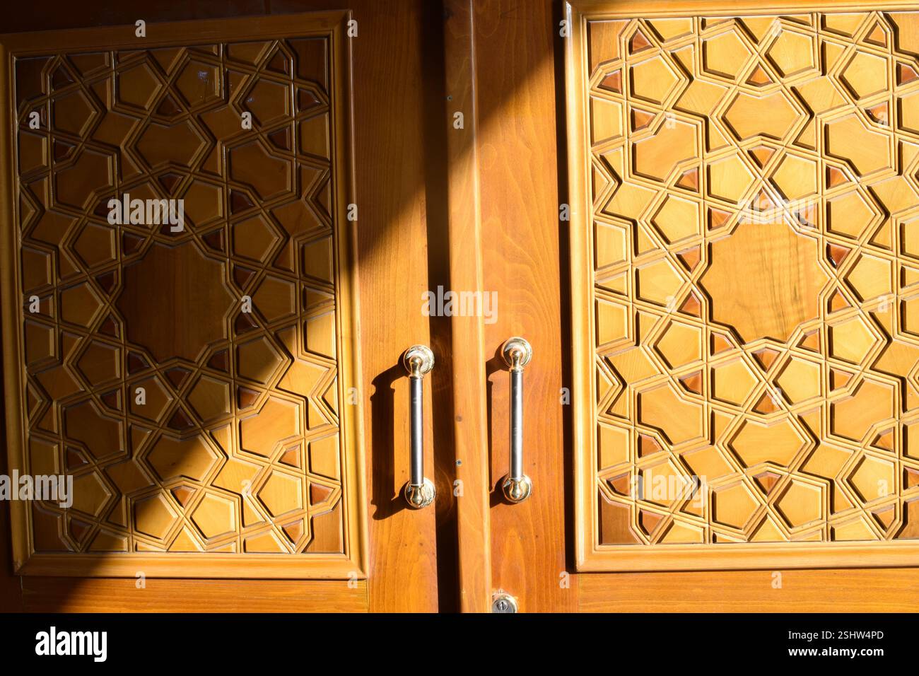 intricately Carved Wooden Door with Traditional Geometric Patterns and ...