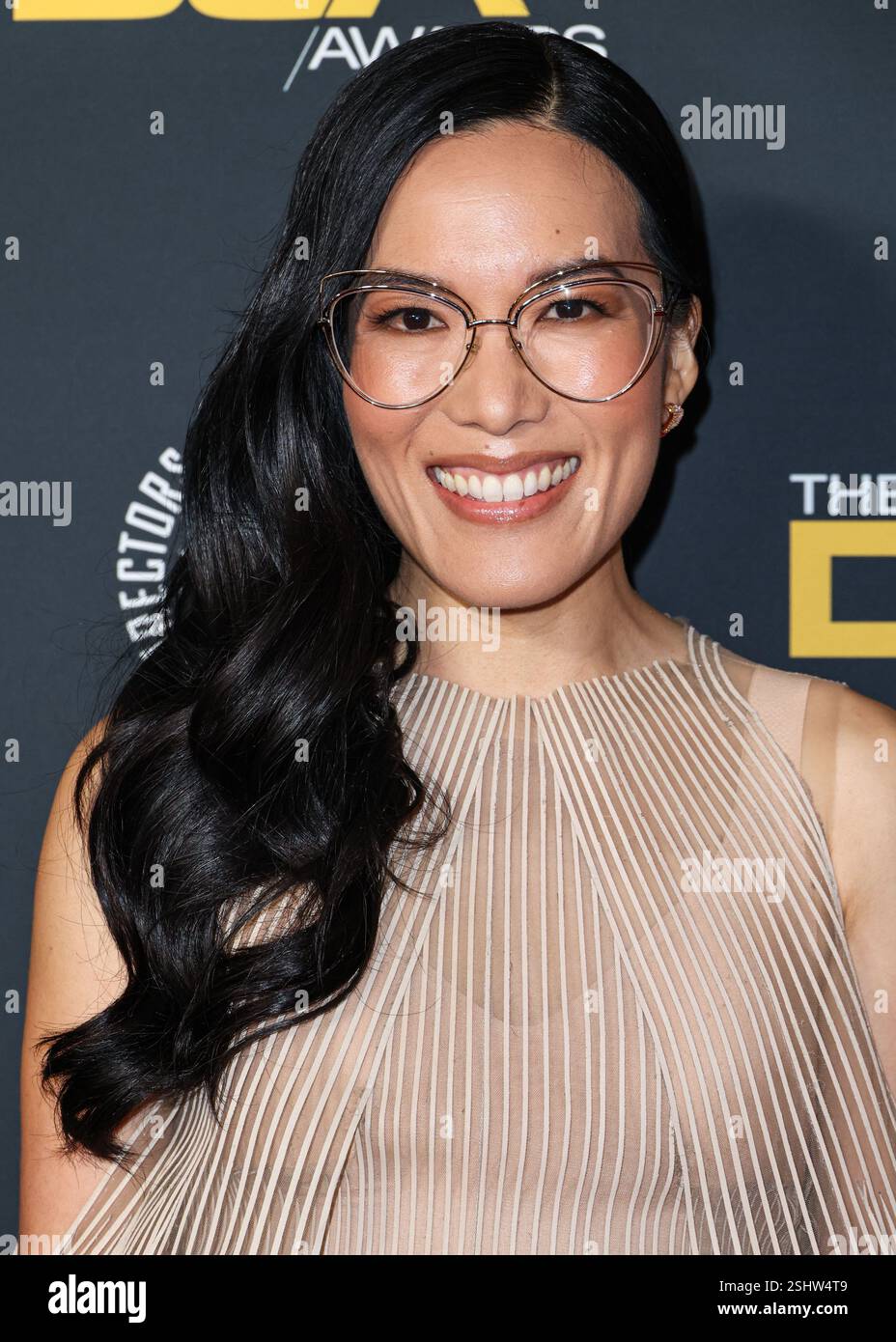 BEVERLY HILLS, LOS ANGELES, CALIFORNIA, USA - FEBRUARY 08: Ali Wong wearing Iris Van Herpen SS18 ...