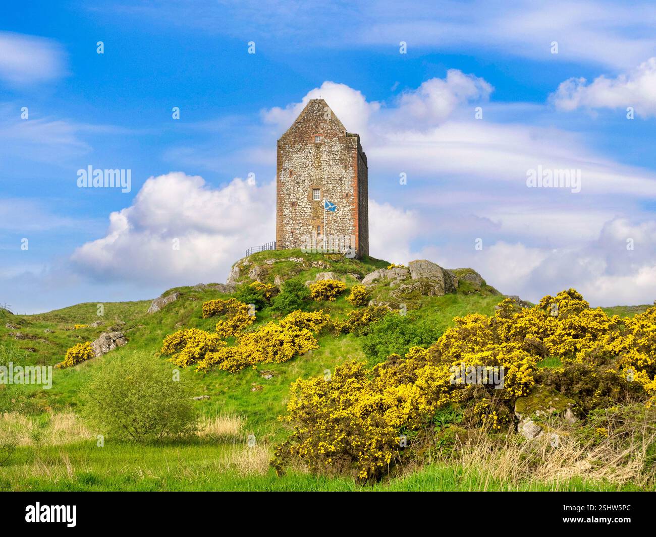 13 May 2024: Borders, Scotland - Smailholm Tower, a four story ...