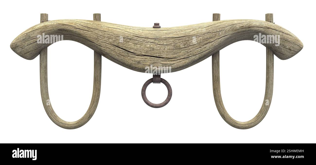 Old wooden yoke isolated on white background - 3D illustration Stock ...