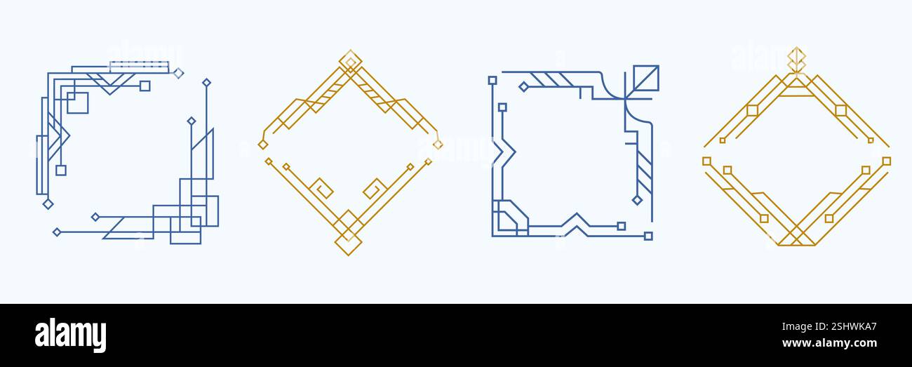 Art Deco Line Gold Frames Set Stock Vector Image & Art - Alamy