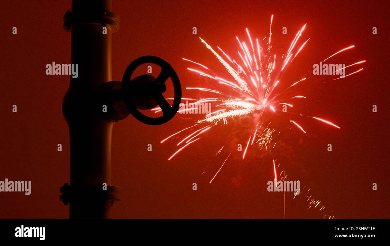 3d model of a gas pipe with a pressure valve against the background of ...