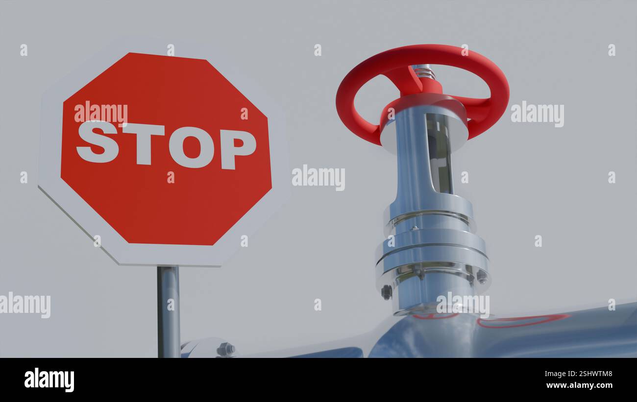 3d model of yellow gas pipe with pressure valve on white background and ...