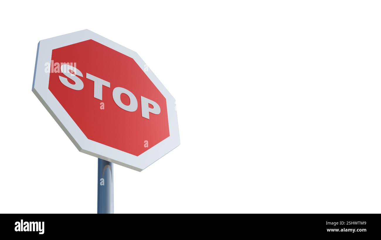 3D model of a stop sign on a white background, stop sign Stock Photo ...