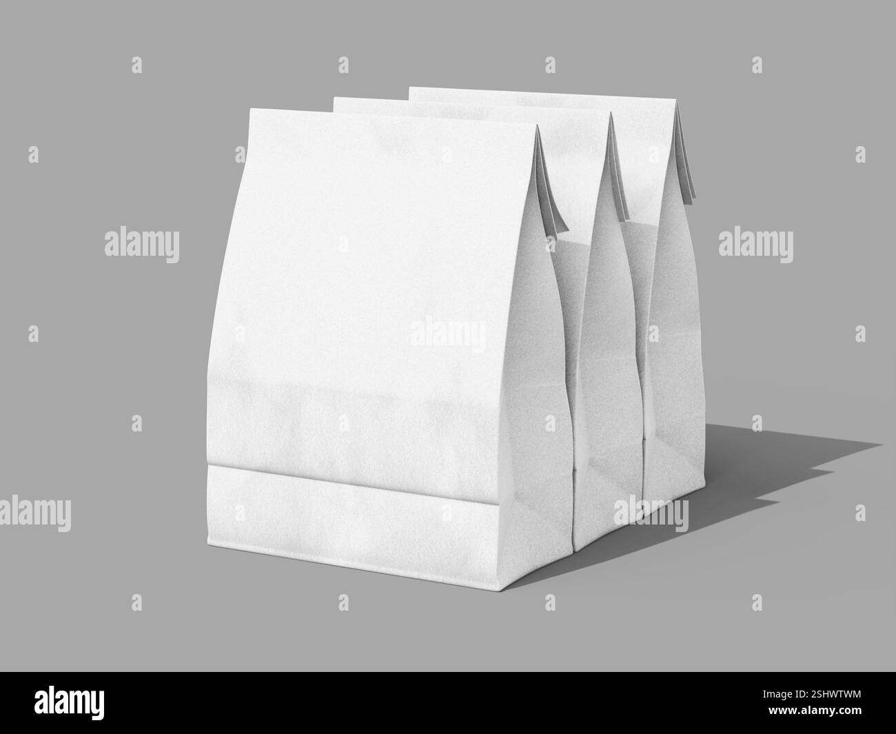 White Blank Three Paper Bag Mockup 3D Rendering Stock Photo - Alamy