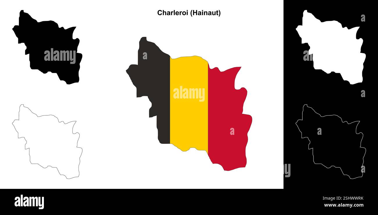 Charleroi arrondissement outline map set Stock Vector Image & Art - Alamy