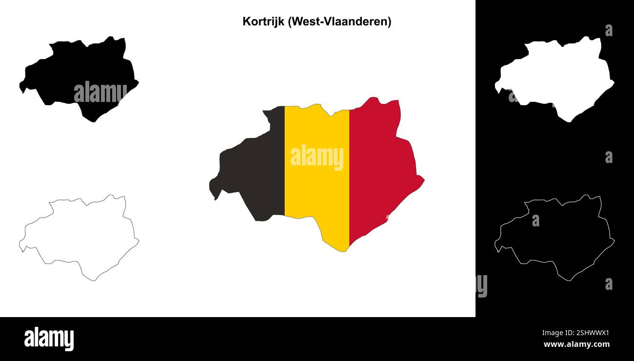 Kortrijk arrondissement outline map set Stock Vector Image & Art - Alamy