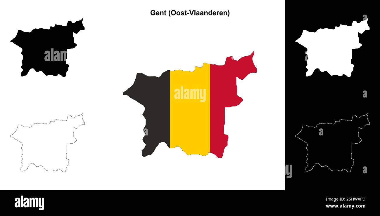 Gent vector outline map hi-res stock photography and images - Alamy