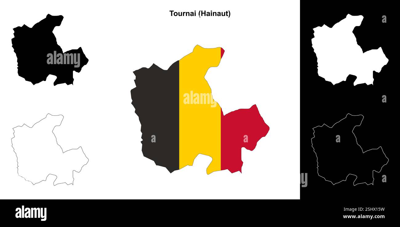 Tournai arrondissement outline map set Stock Vector Image & Art - Alamy