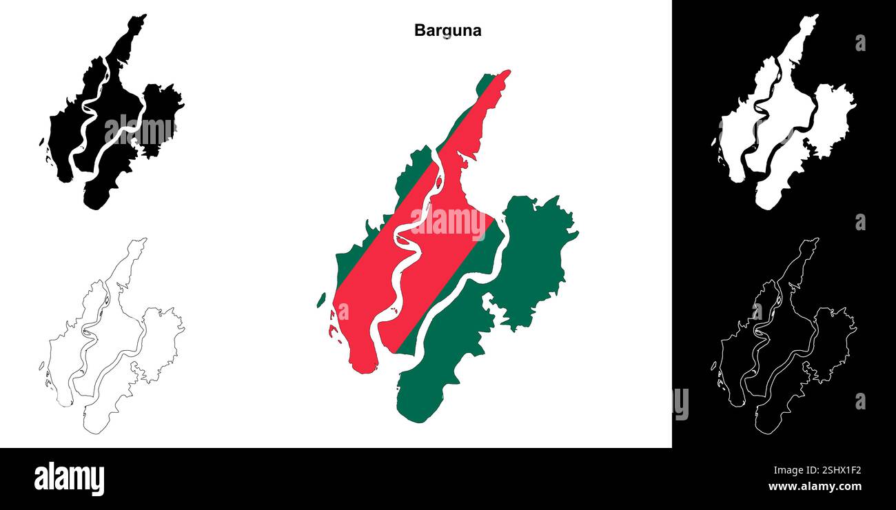 Barguna district outline map set Stock Vector Image & Art - Alamy