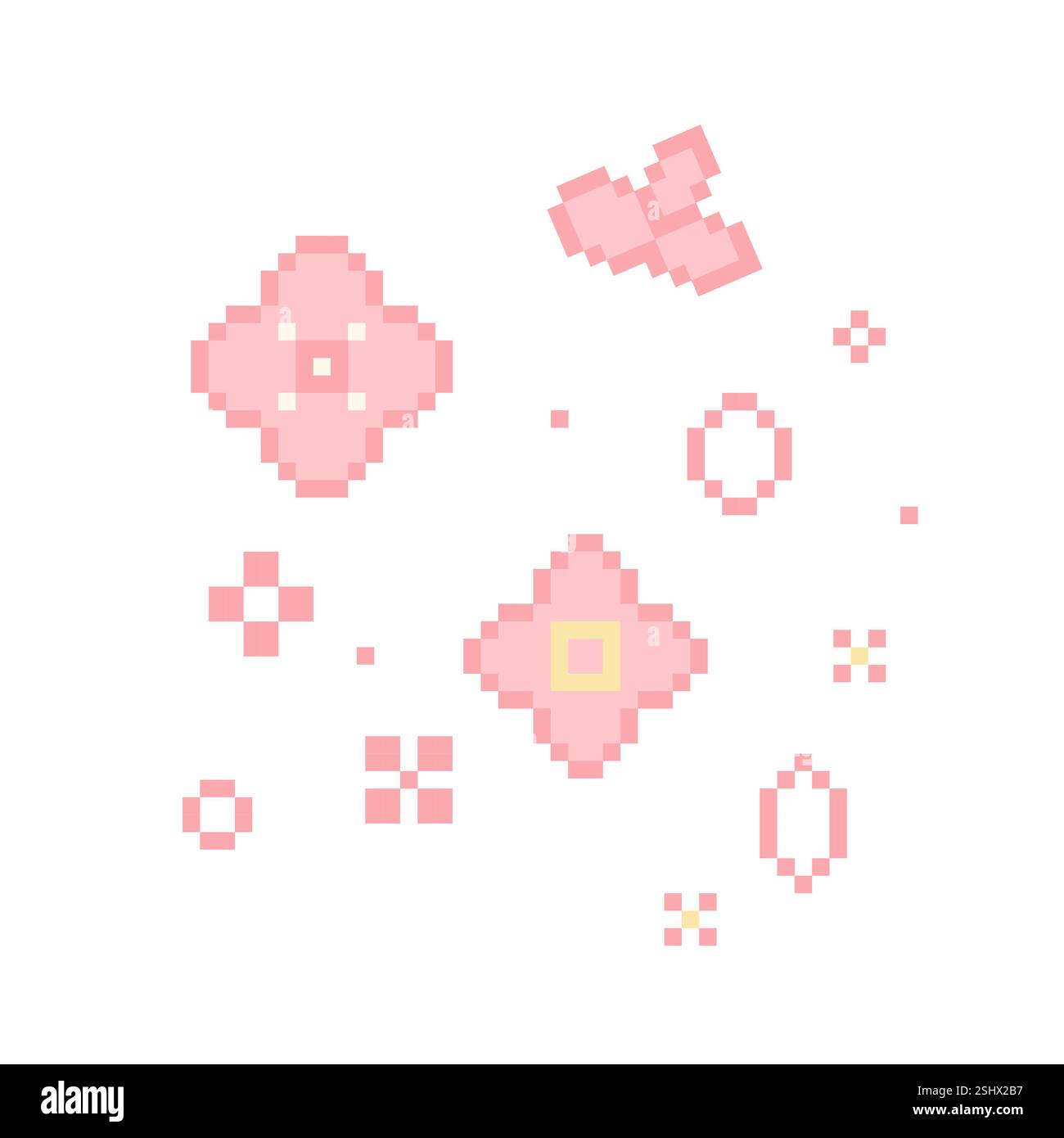Sakura cherry pixel flower, floral japan 8 bit retro y2k plam. East ...