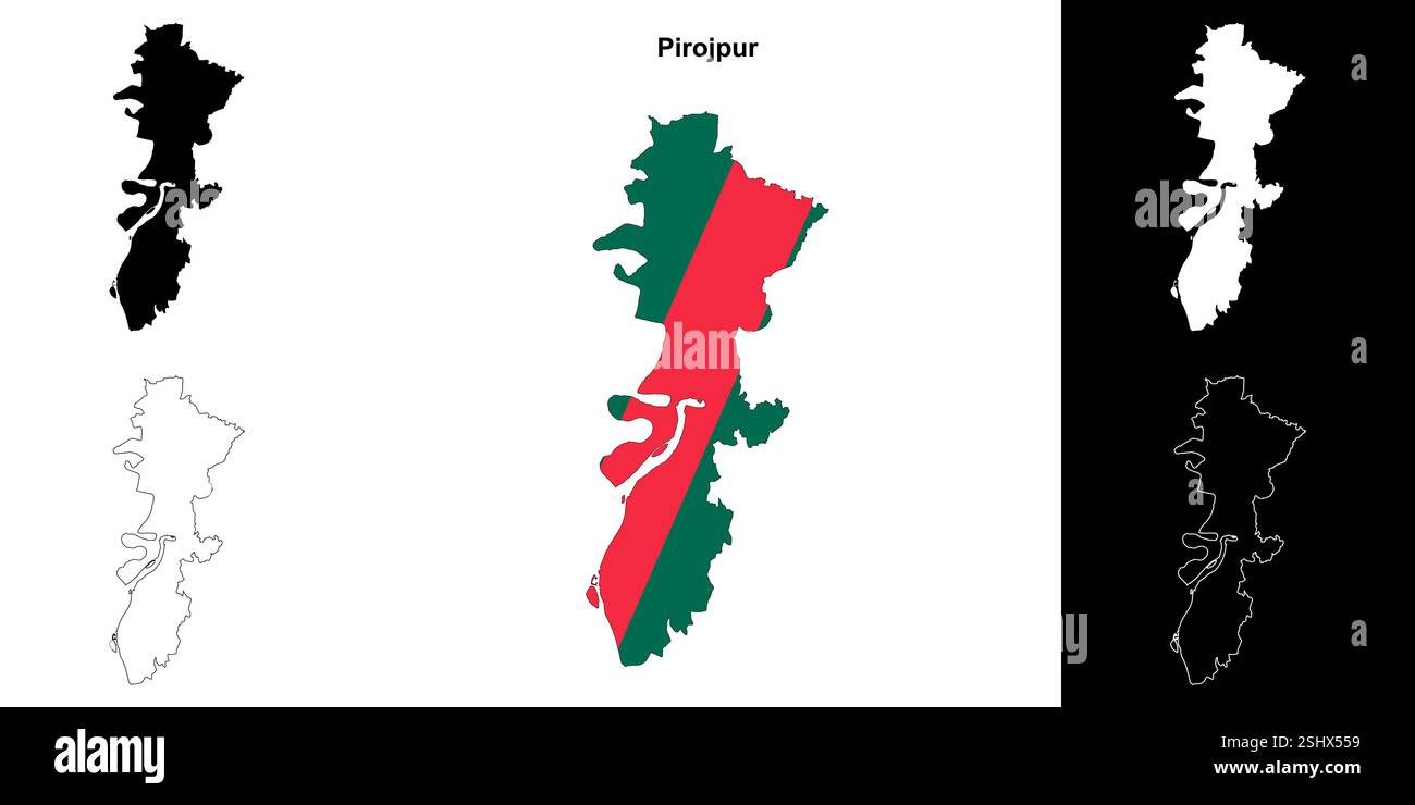 Pirojpur district outline map set Stock Vector Image & Art - Alamy