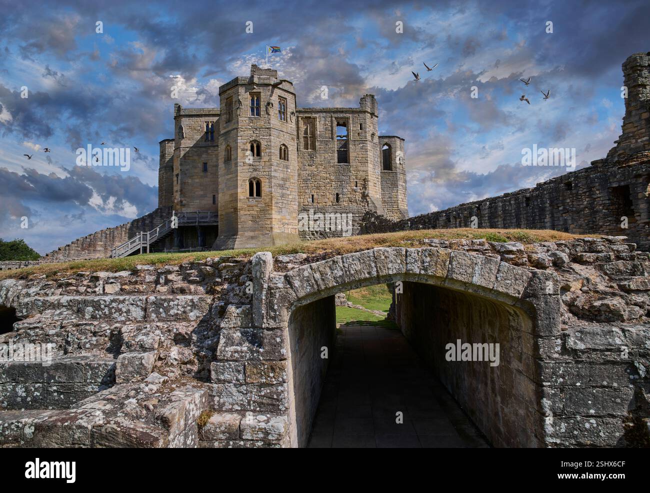 Photo of the picturesque medieval Warkworth Castle, 1157–1164, sited ...