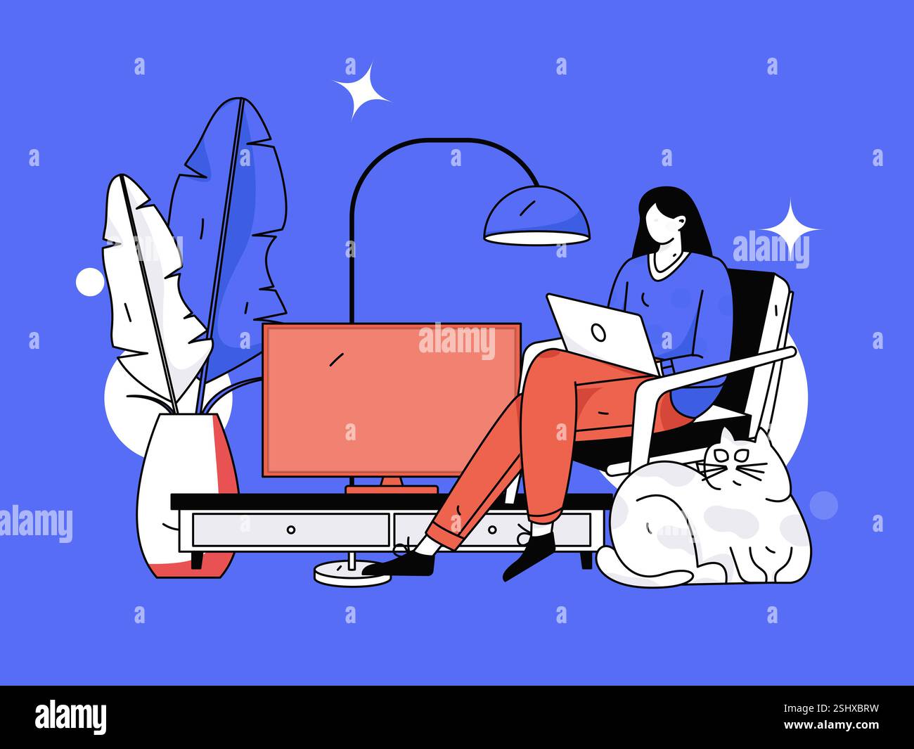 Home indoor character scene flat vector concept operation hand drawn ...