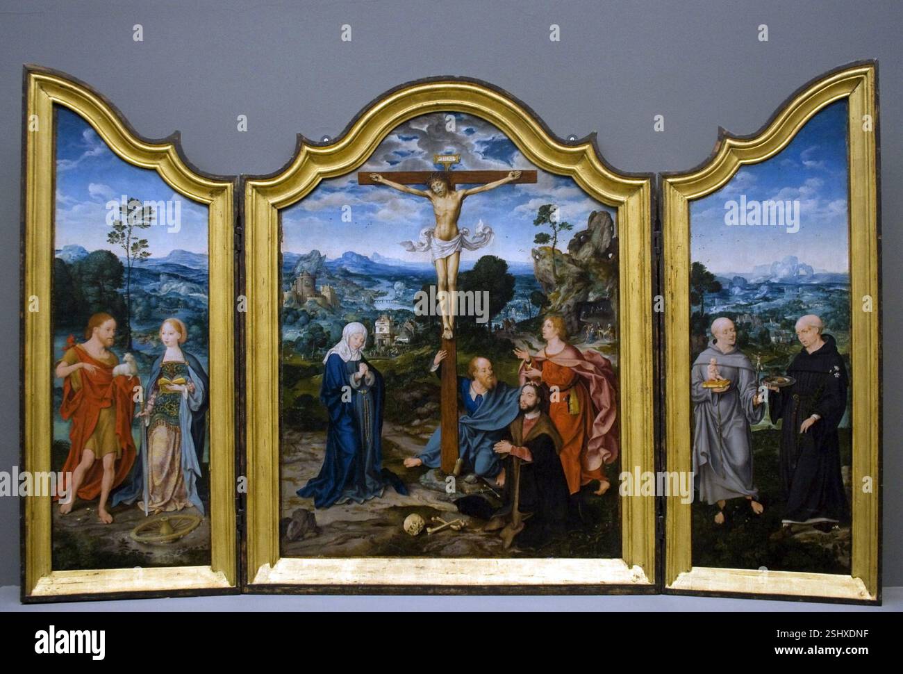 The Crucifixion with Saints and a Donor Joos van Cleve - o Stock Photo ...