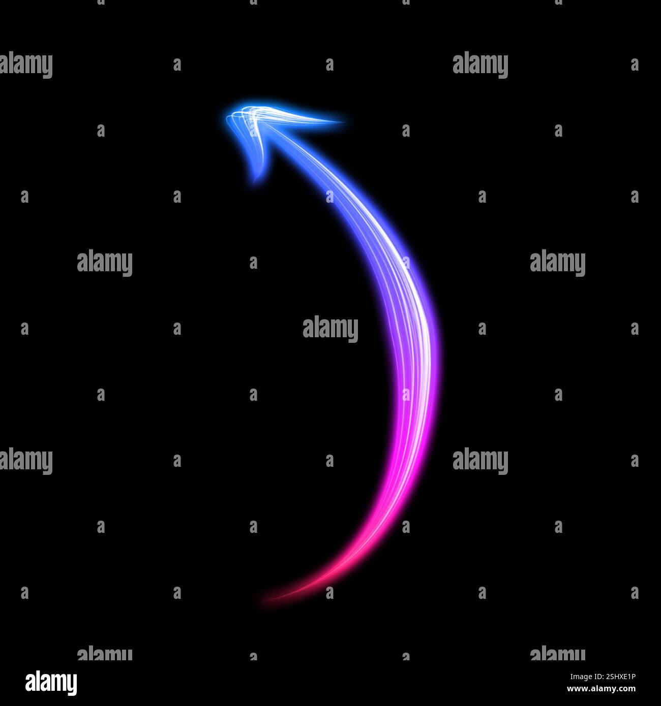 One bright neon arrow on black background Stock Photo - Alamy