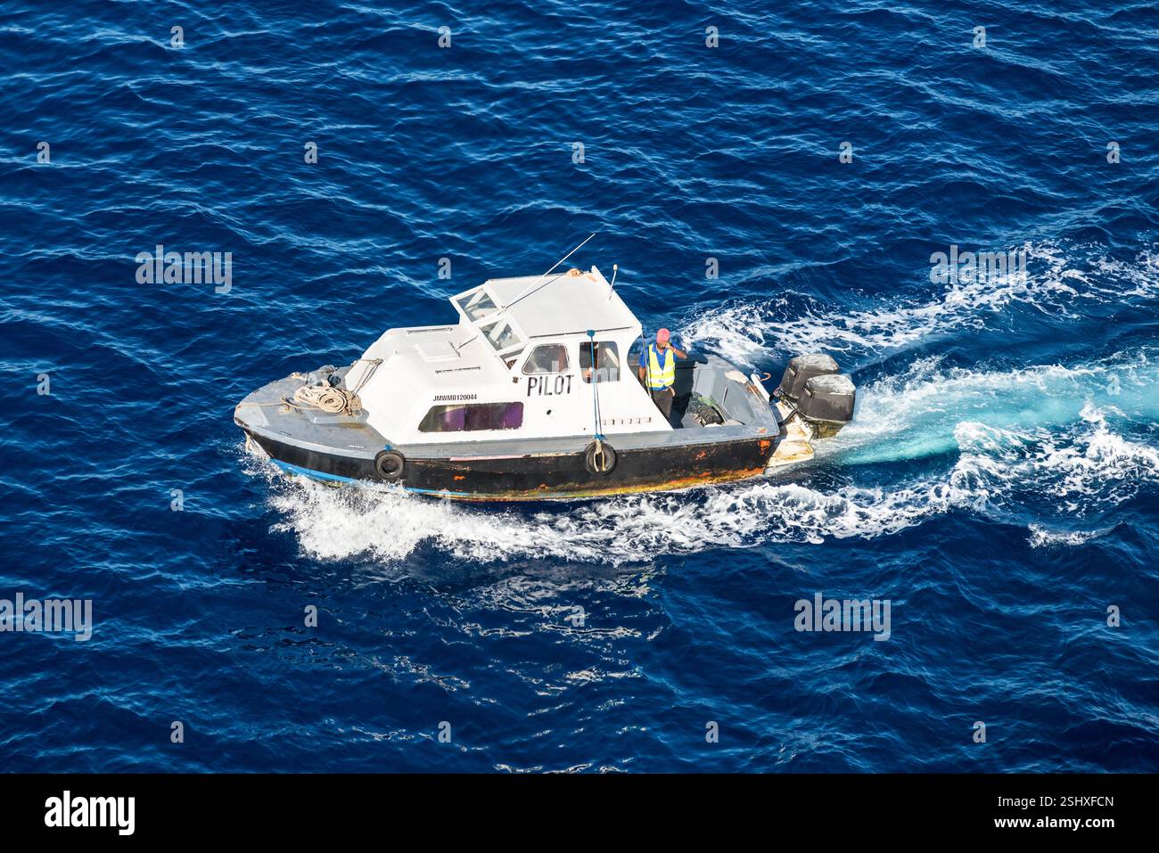 Montego Bay, Jamaica - April 2, 2024: The pilot boat expected going ...