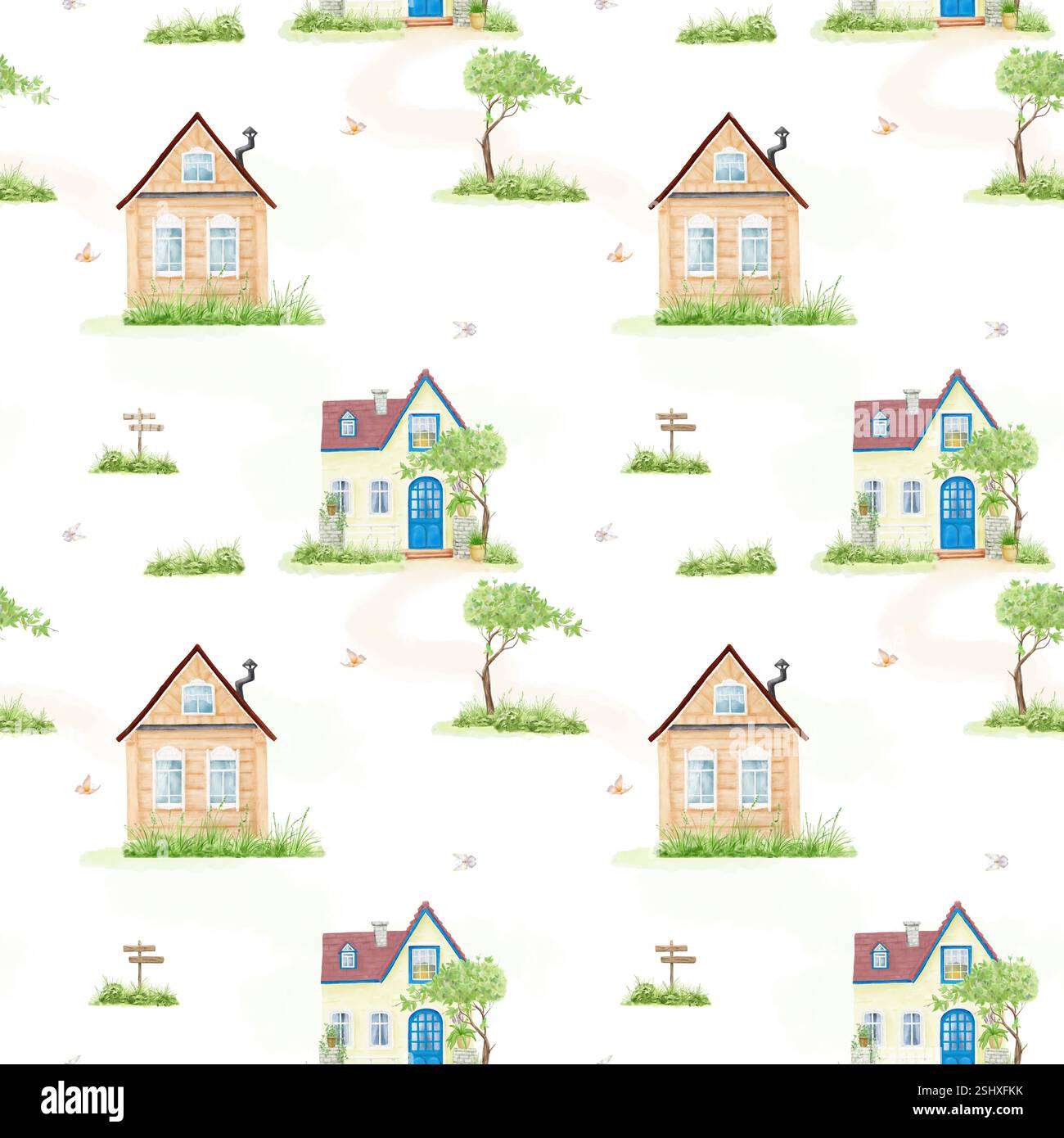 Brick house trees red Cut Out Stock Images & Pictures - Alamy