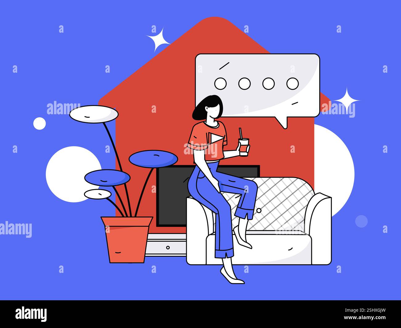 Home indoor character scene flat vector concept operation hand drawn ...