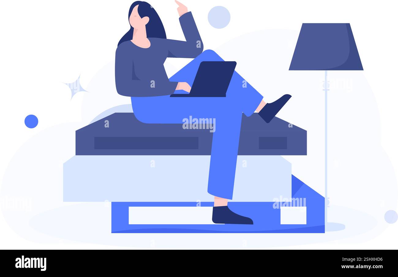 Home indoor character scene flat vector concept operation hand drawn ...