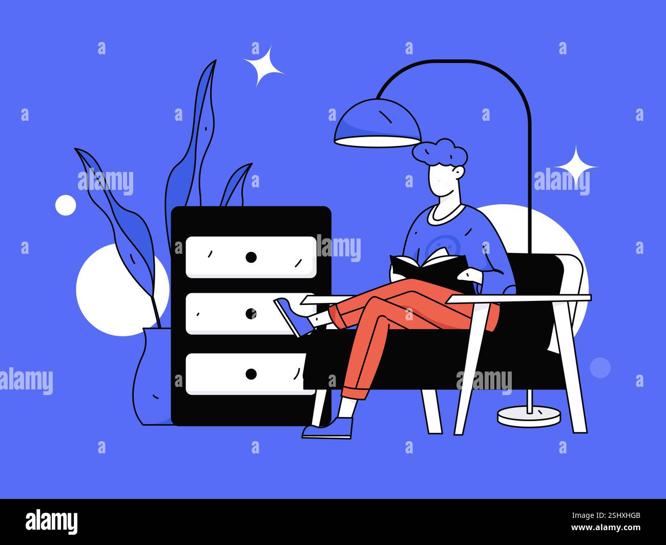 Home indoor character scene flat vector concept operation hand drawn ...
