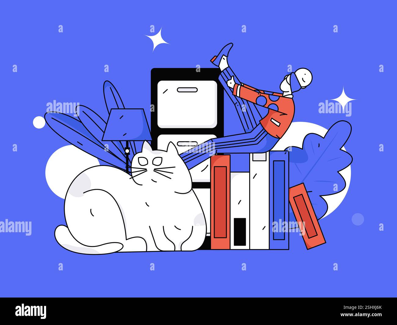 Home indoor character scene flat vector concept operation hand drawn ...