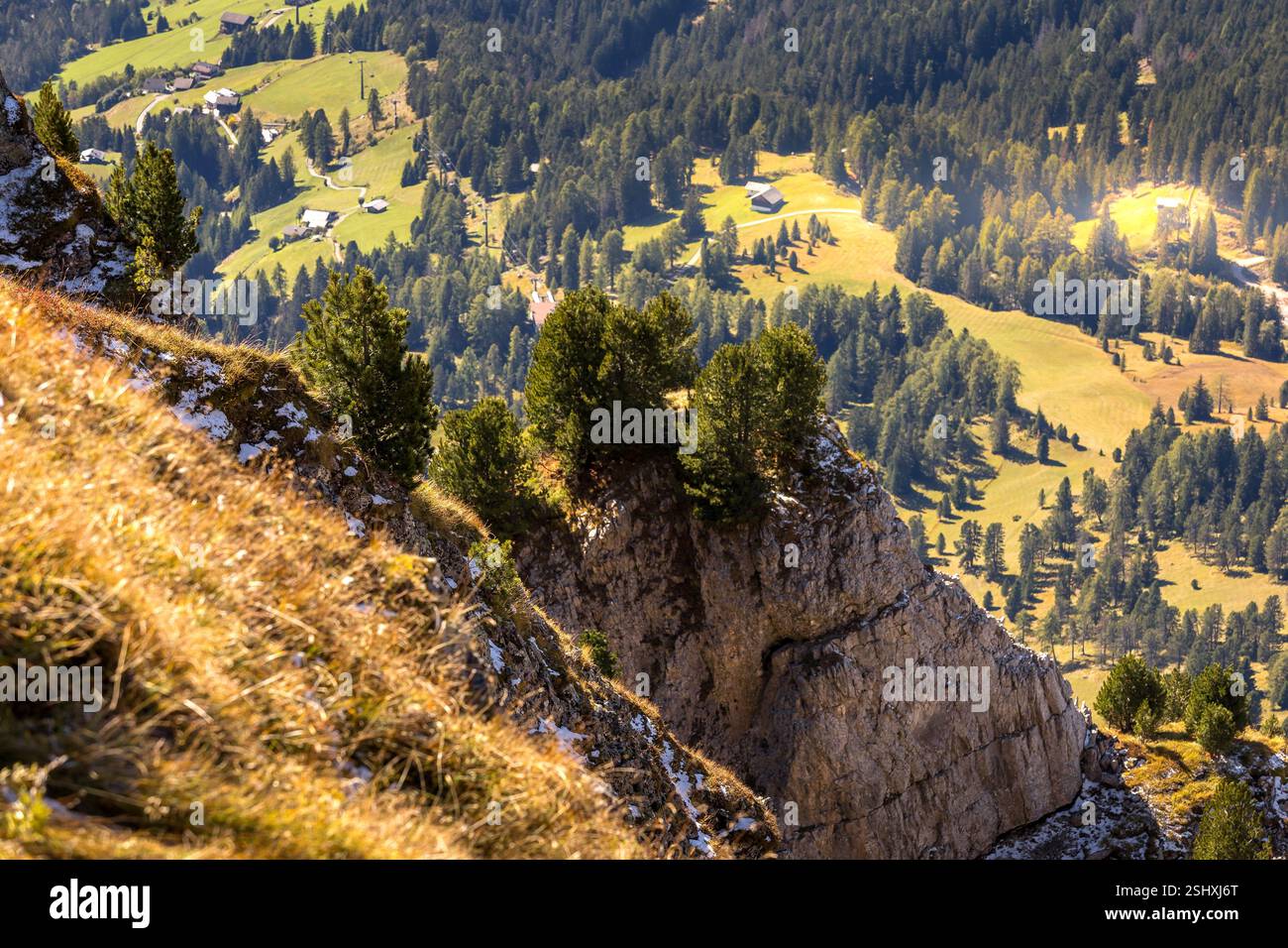 Ortisei, Italy Seceda high angle view autumn valley landscape with ...