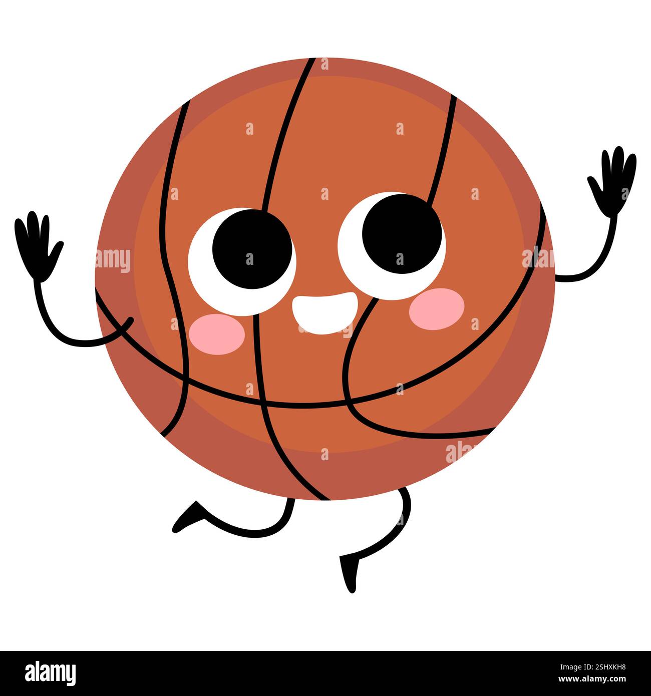 Groovy character basketball ball vector illustration. Doodle comic ...