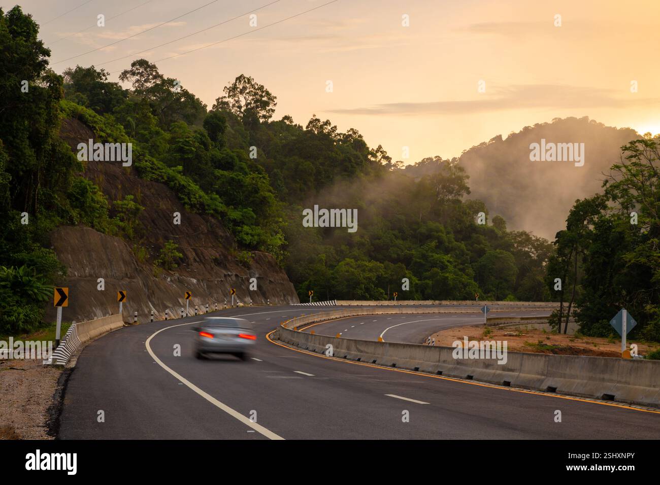 Road No. 4 Phetkasem Road from Phatthalung to Trang Province, passing ...