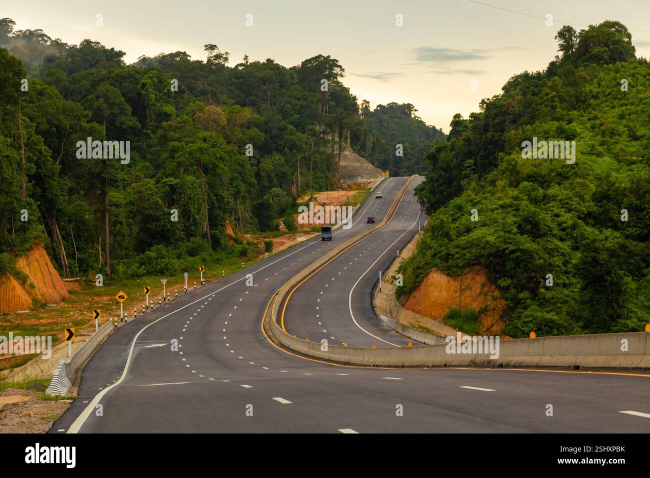 Road No. 4 Phetkasem Road from Phatthalung to Trang Province, passing ...