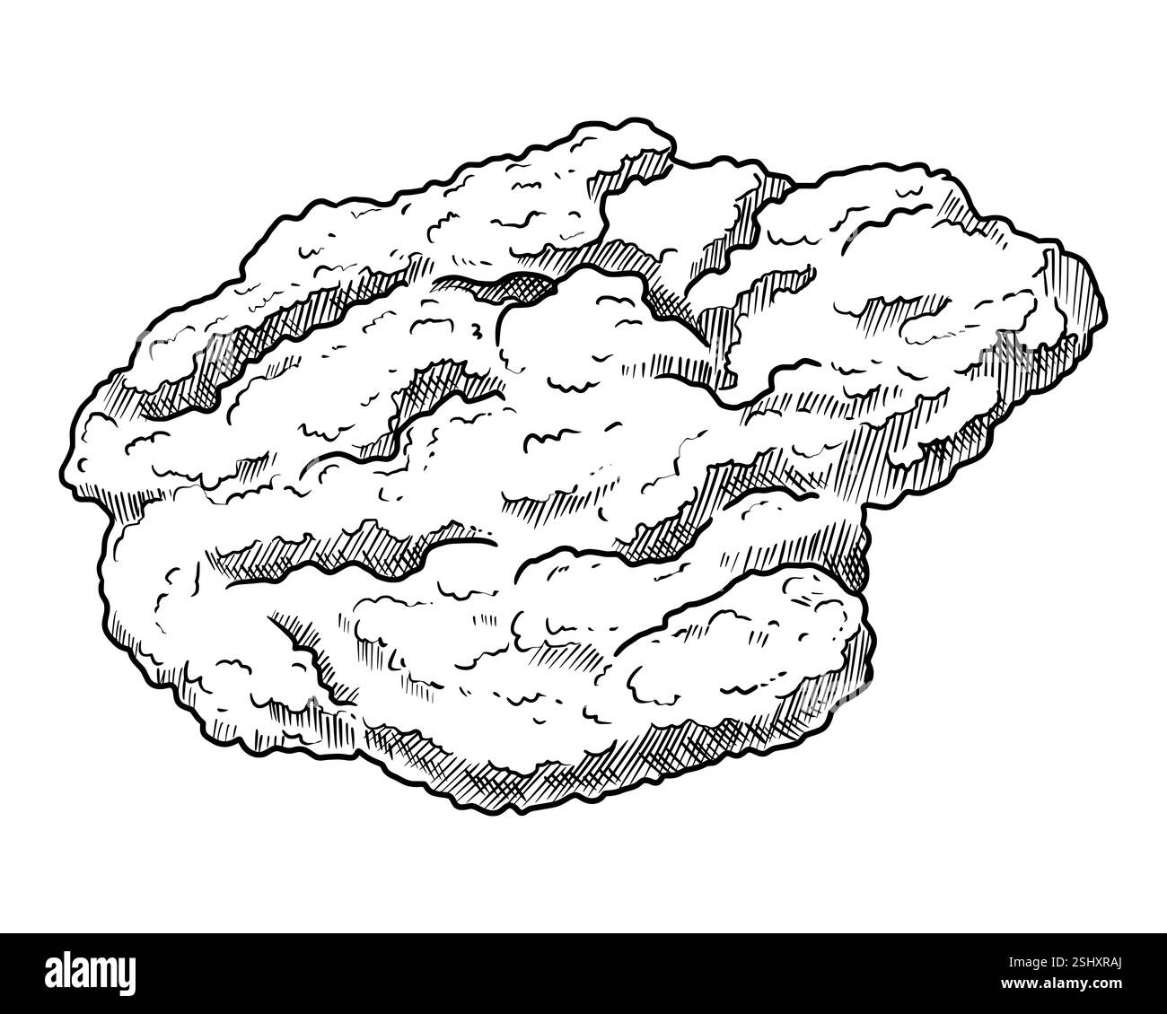 Milanesa chicken steak food illustration in the graphic line art style ...