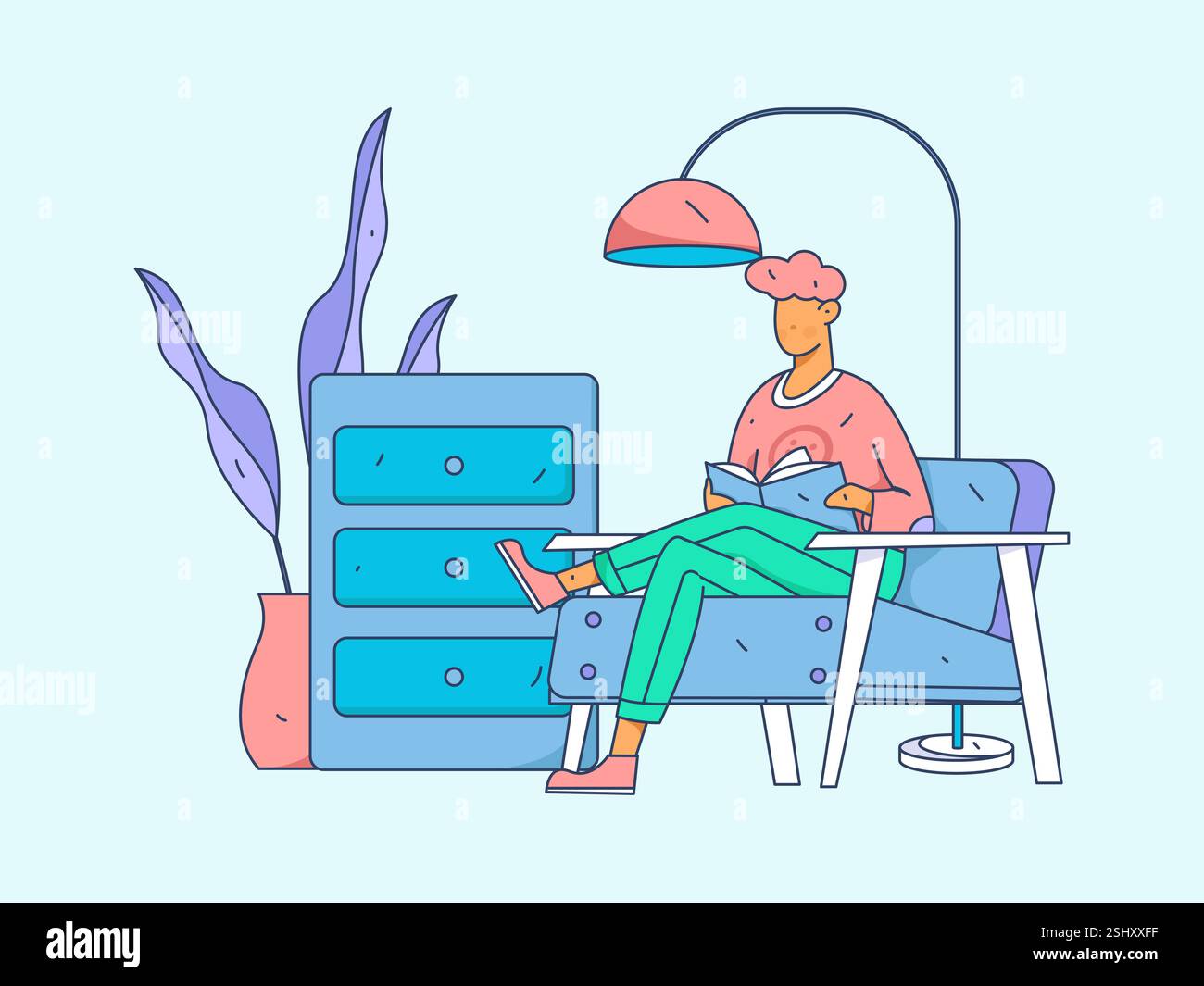 Home indoor character scene flat vector concept operation hand drawn ...