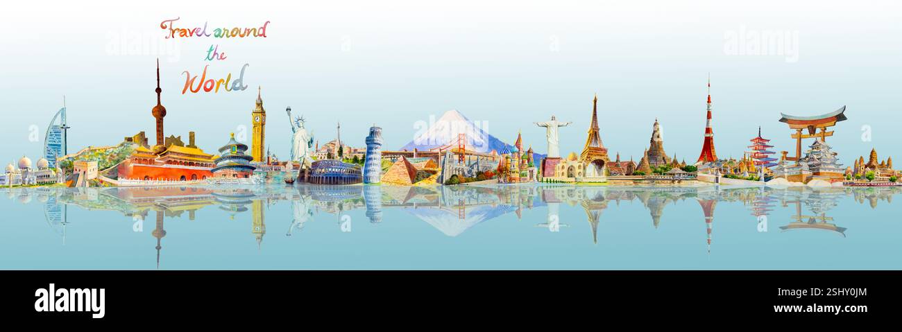 Travel around the world and sights. Famous landmarks of the worlds ...
