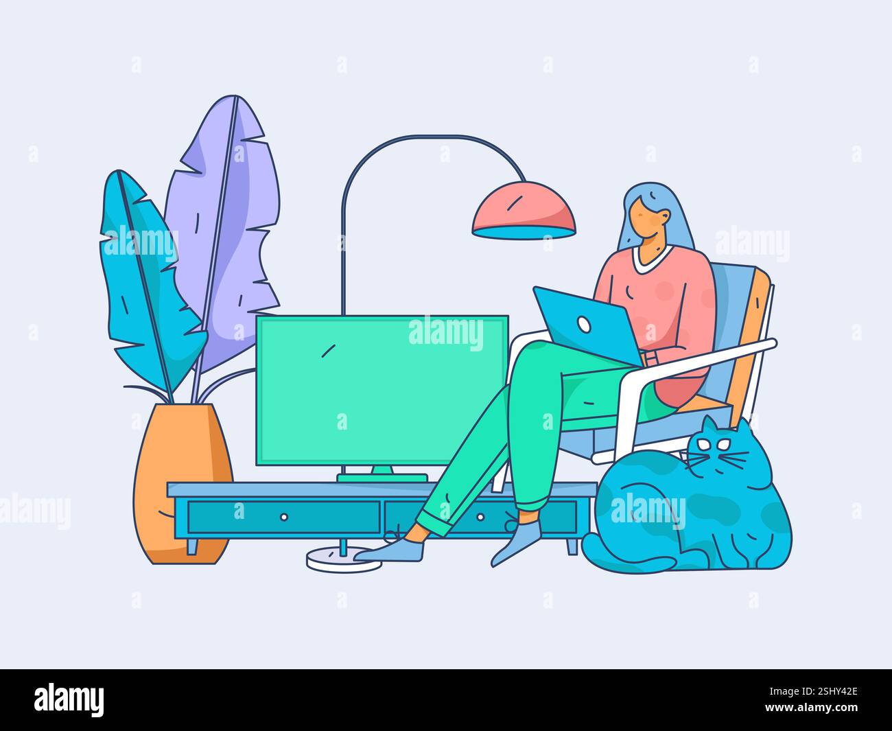 Home indoor character scene flat vector concept operation hand drawn ...