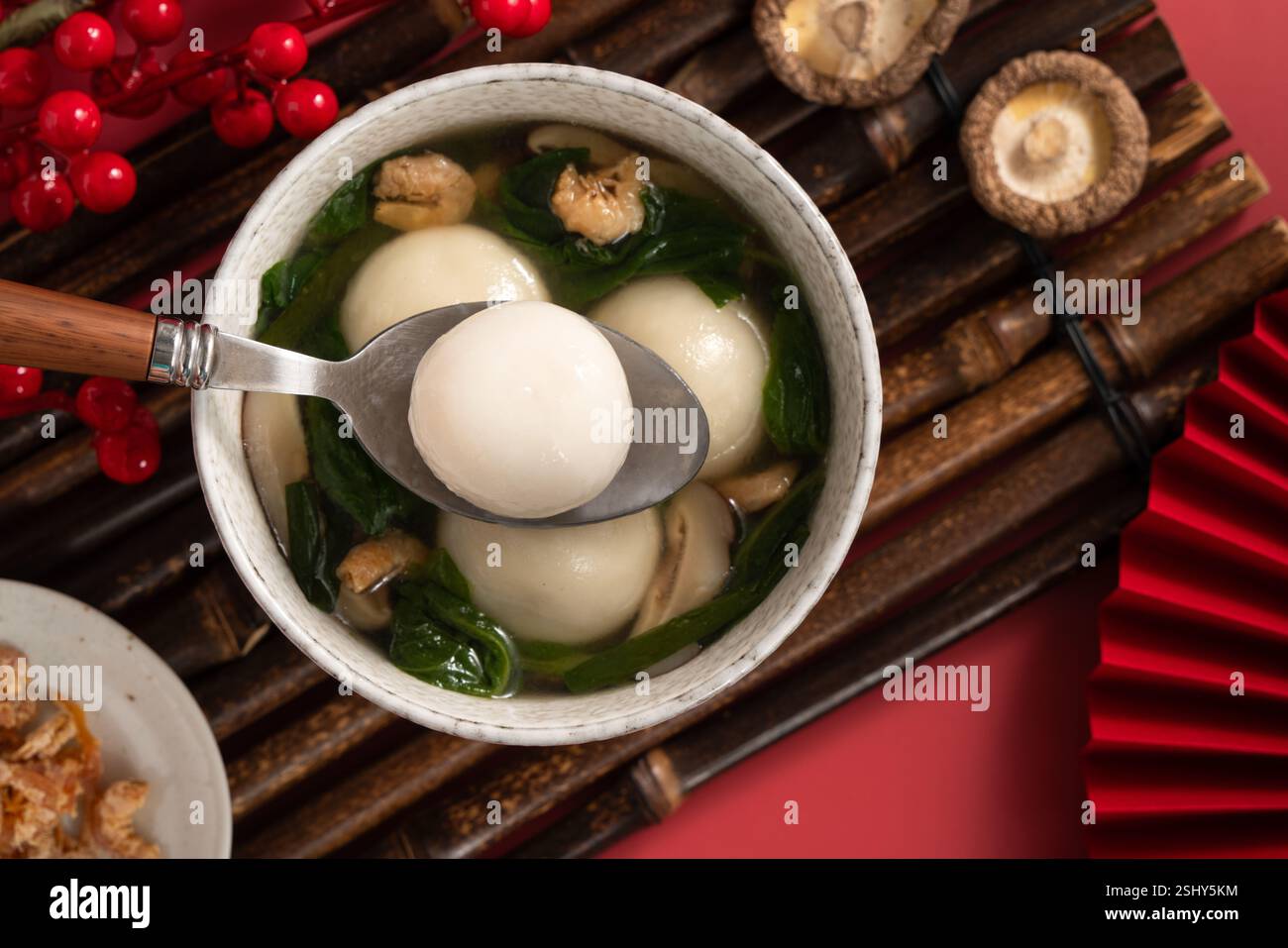 Big tangyuan, yuanxiao, tang yuan, glutinous rice dumpling balls, with ...