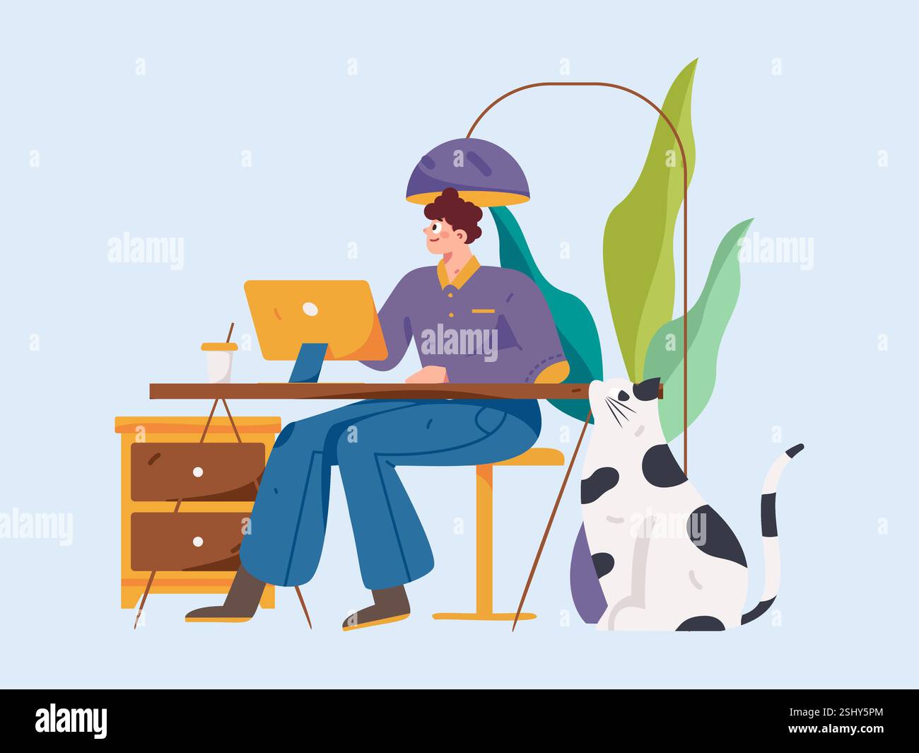 Home indoor character scene flat vector concept operation hand drawn ...