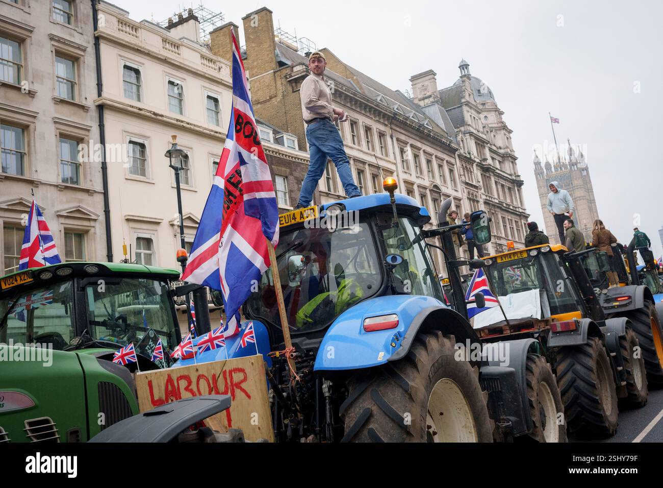 British farmers from ‘Save British Farming’, protest with a mass ...