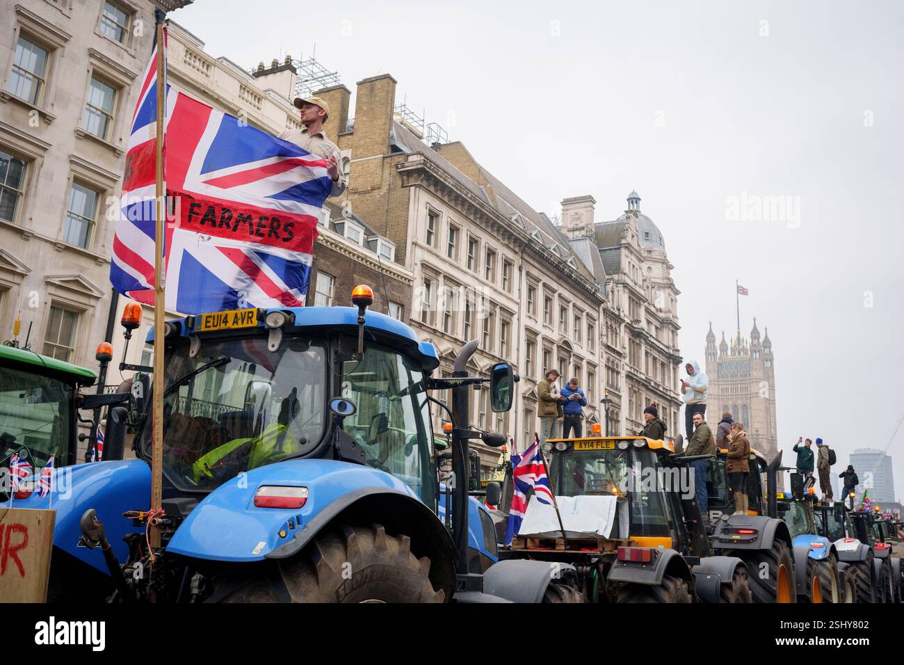 British farmers from ‘Save British Farming’, protest with a mass ...