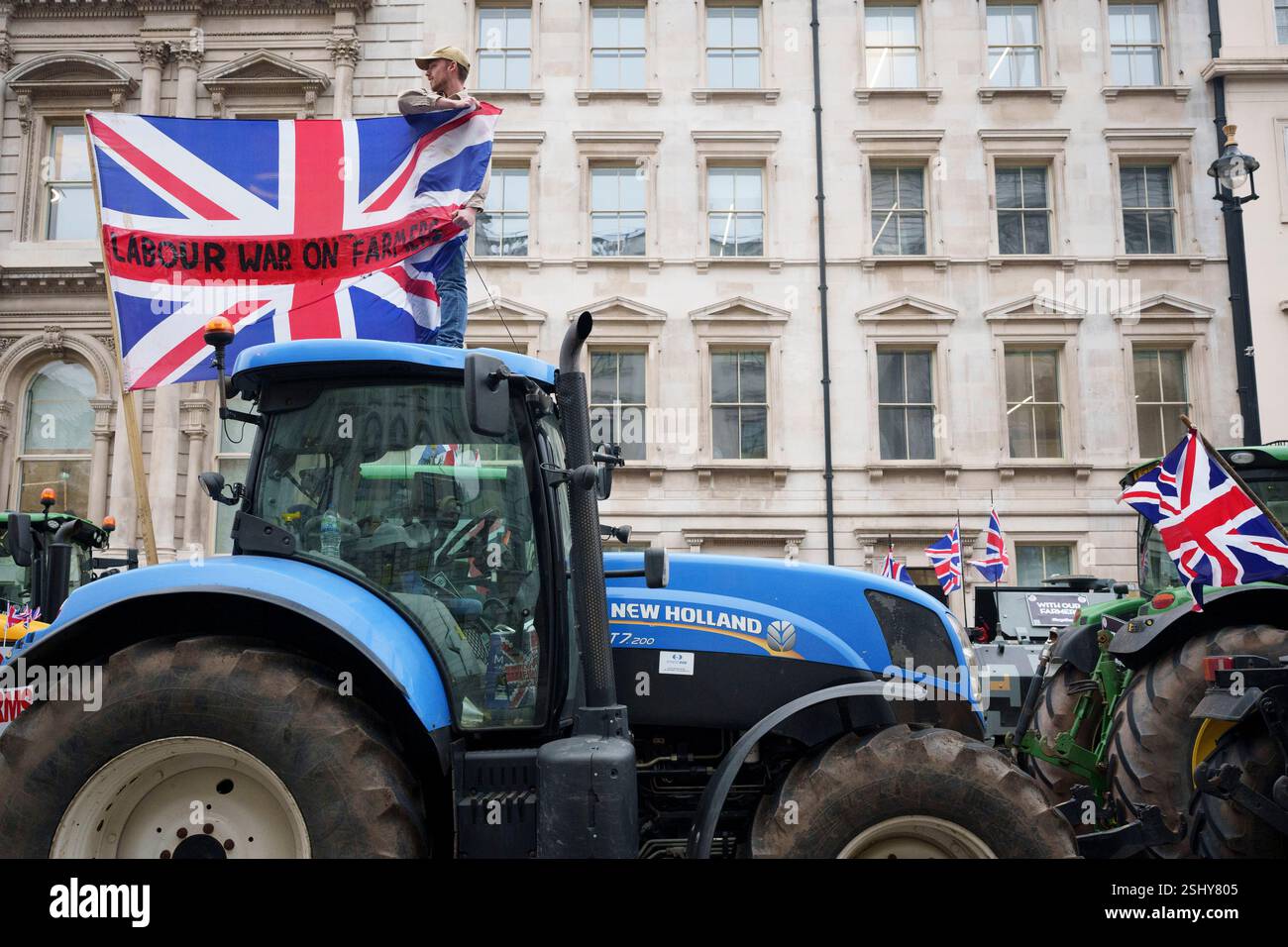 British farmers from ‘Save British Farming’, protest with a mass ...