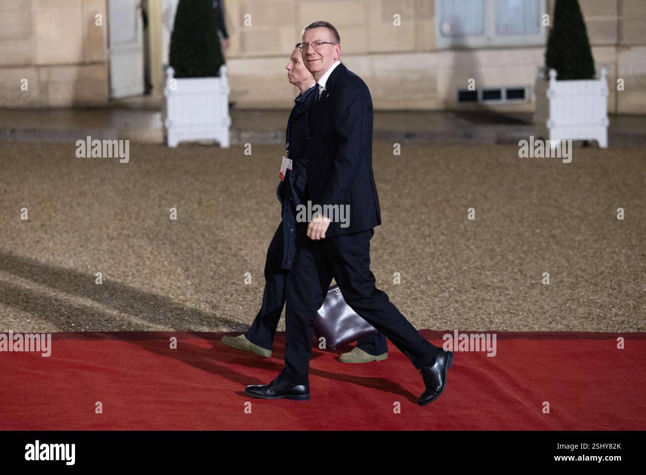 Latvia's President Edgars Rinkevics arriving to attend a State dinner ...